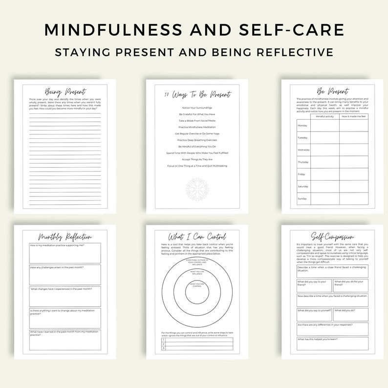 Meditation Journal, Printable & Digital, Daily Practice Workbook ...