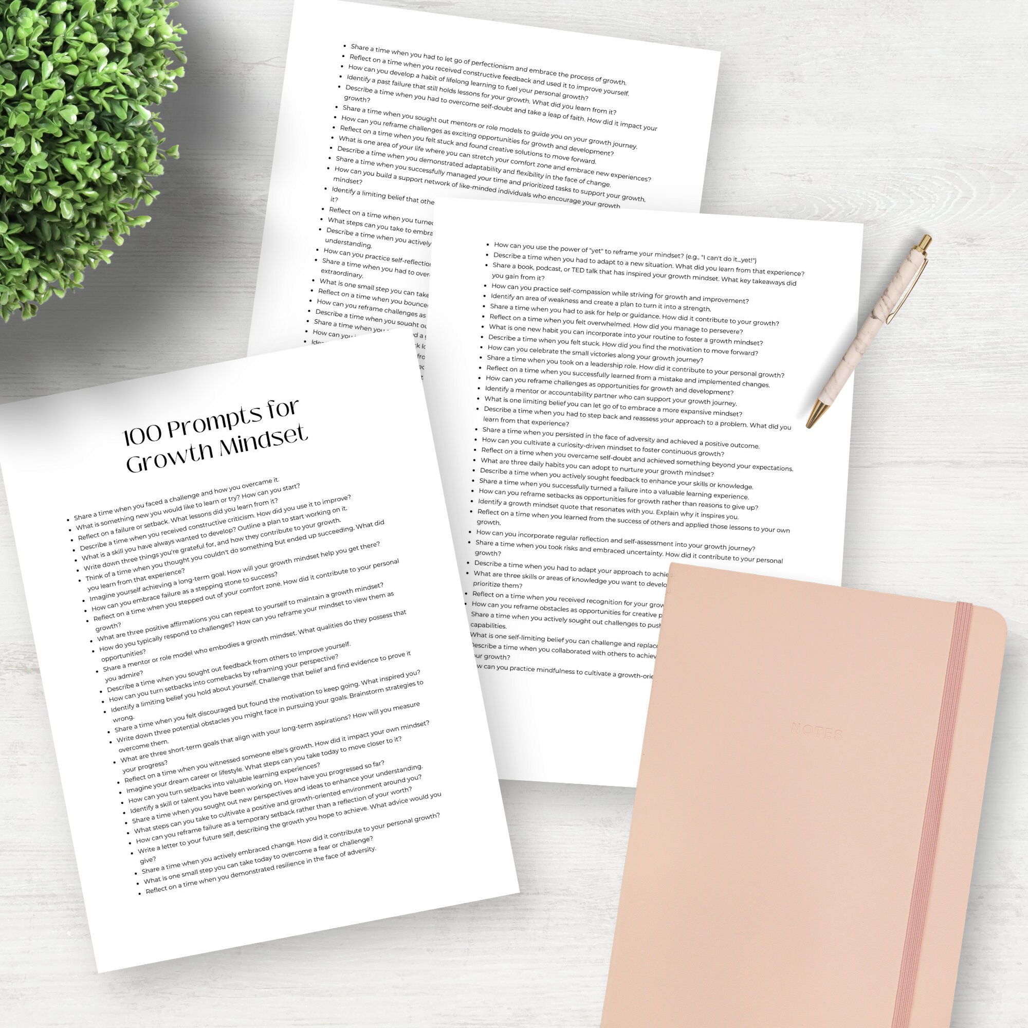 Growth Mindset Journal Prompts for Self-development, Daily Journaling ...