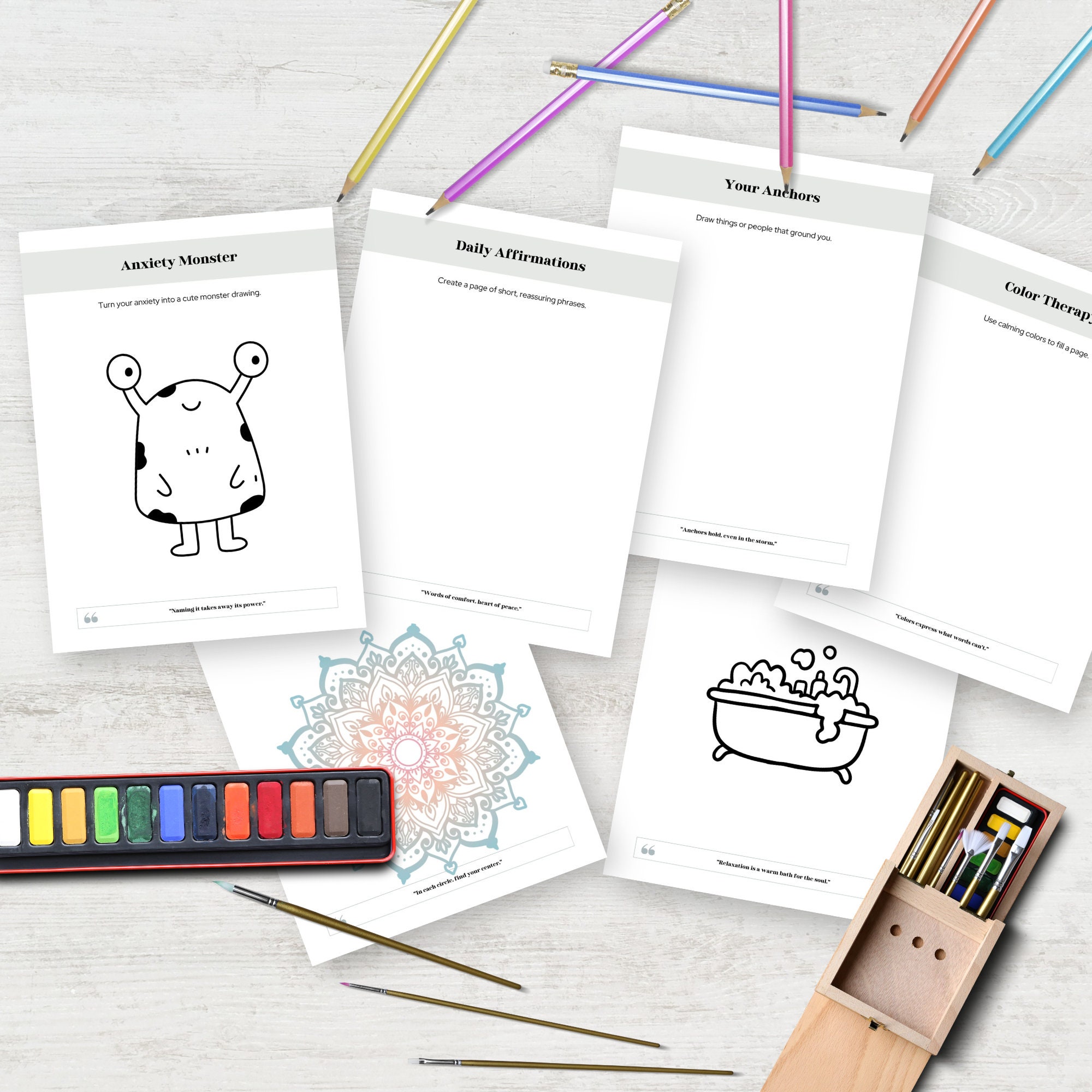 Art Therapy Journal Prompts for Teens, Mindfulness Self Care Activity ...