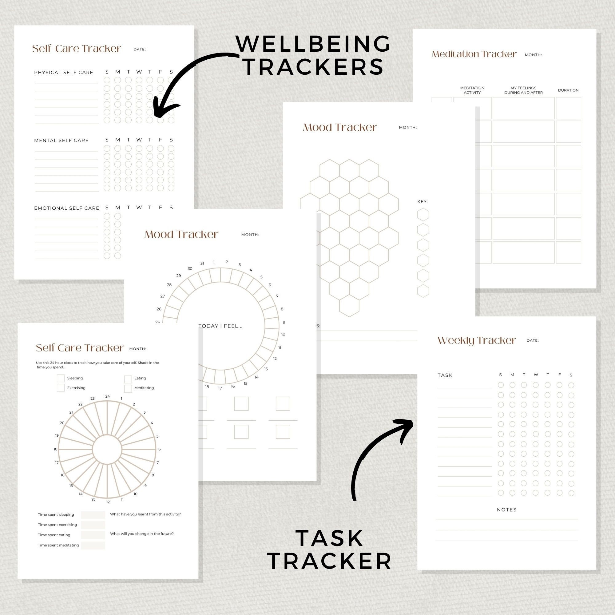 Health Trackers, Printable, Symptoms, Periods, Mood Journal, Sleep Log ...