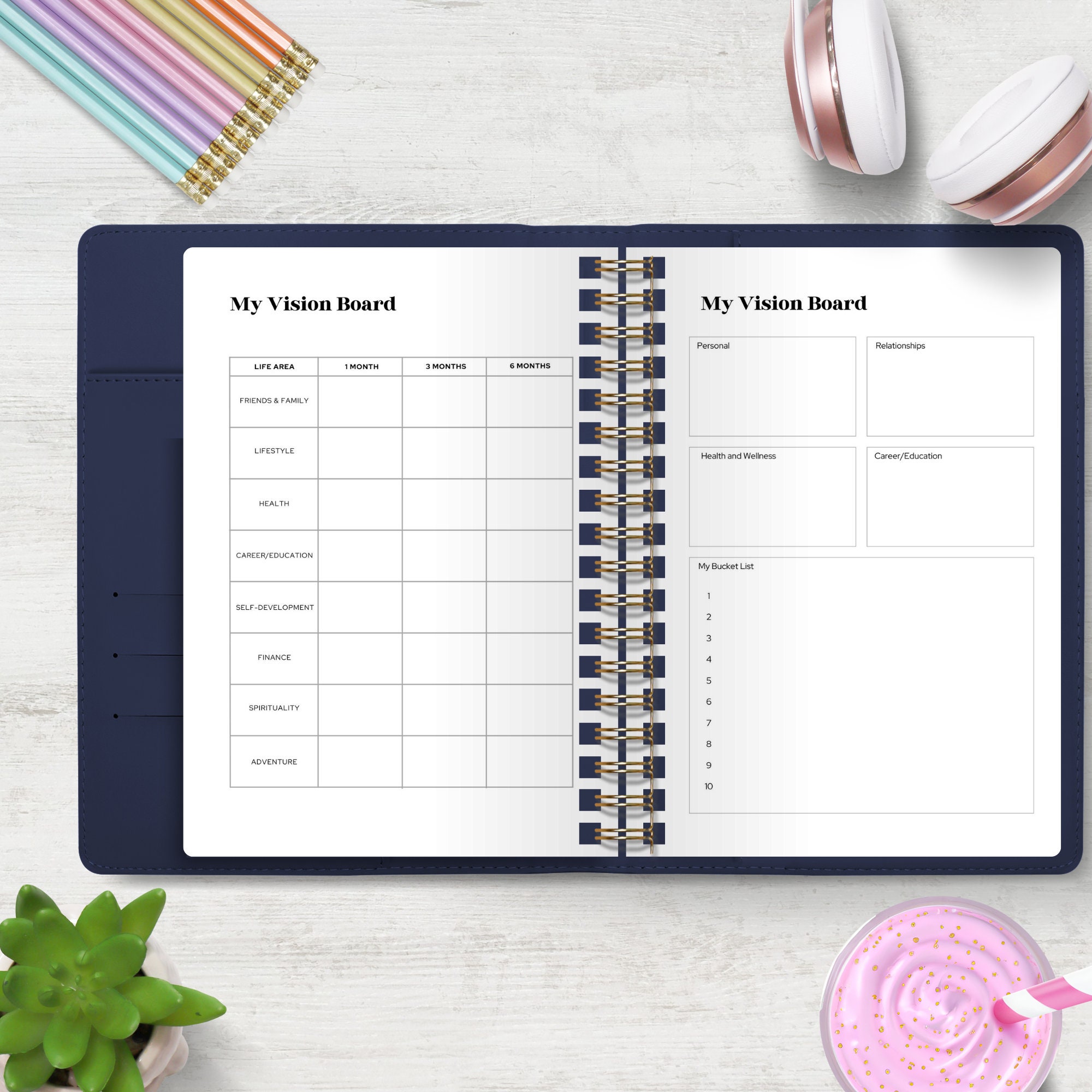 Vision Board for Teens Worksheet PDF, Goal Setting Template, Dream Life ...