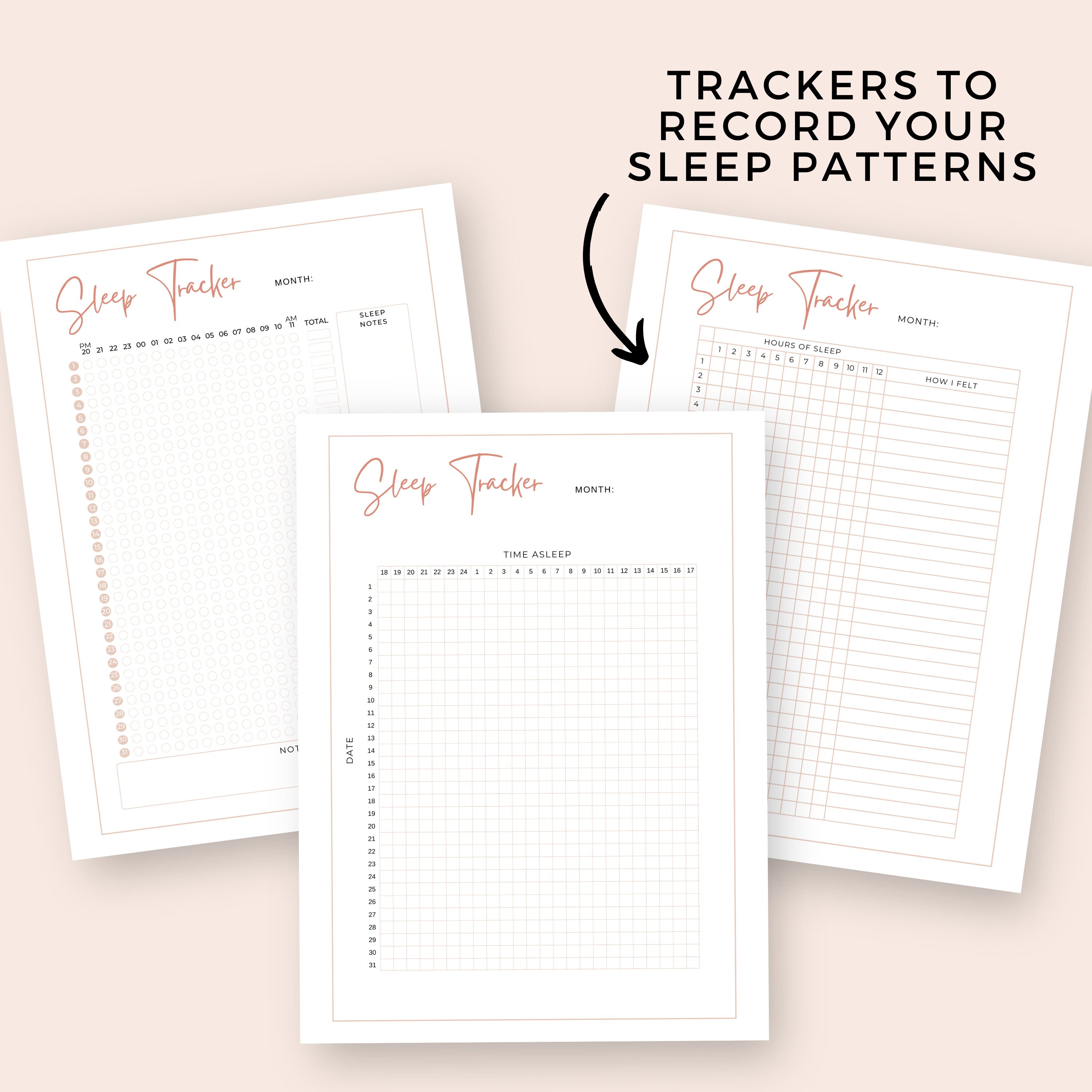 Sleep Journal, Printable, Tracker, Daily, Monthly, Tips, Diary, Habits ...