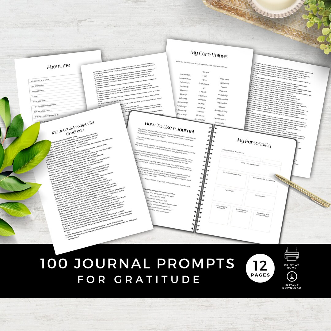 Daily Gratitude Journal Prompts PDF, Printable Pages, Journaling Guide ...
