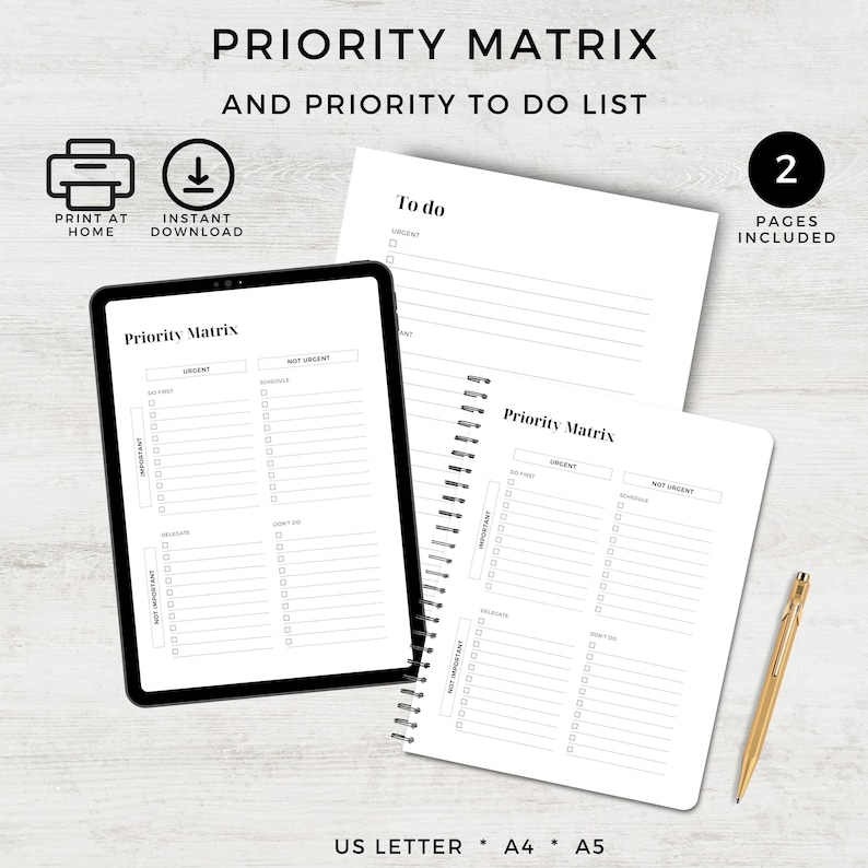 Decision Making Matrix Template, Eisenhower Priority Planner, Daily ...
