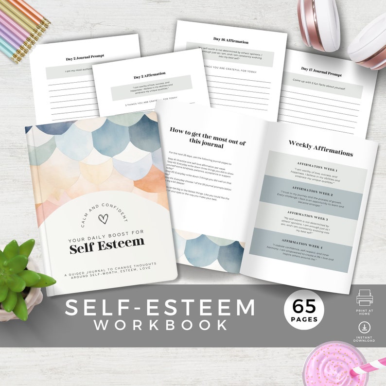 Self Esteem Worksheet Teens, Guided Self Worth Confidence Journal ...