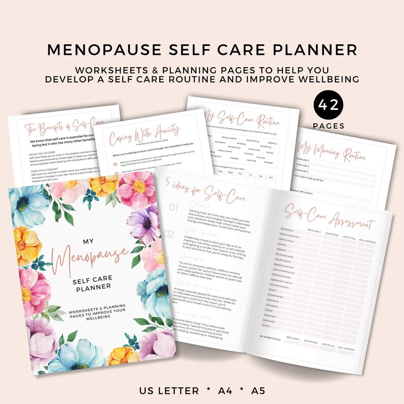 Self Care Planner, Printable, Self-care Ideas, Routines, Menopause ...