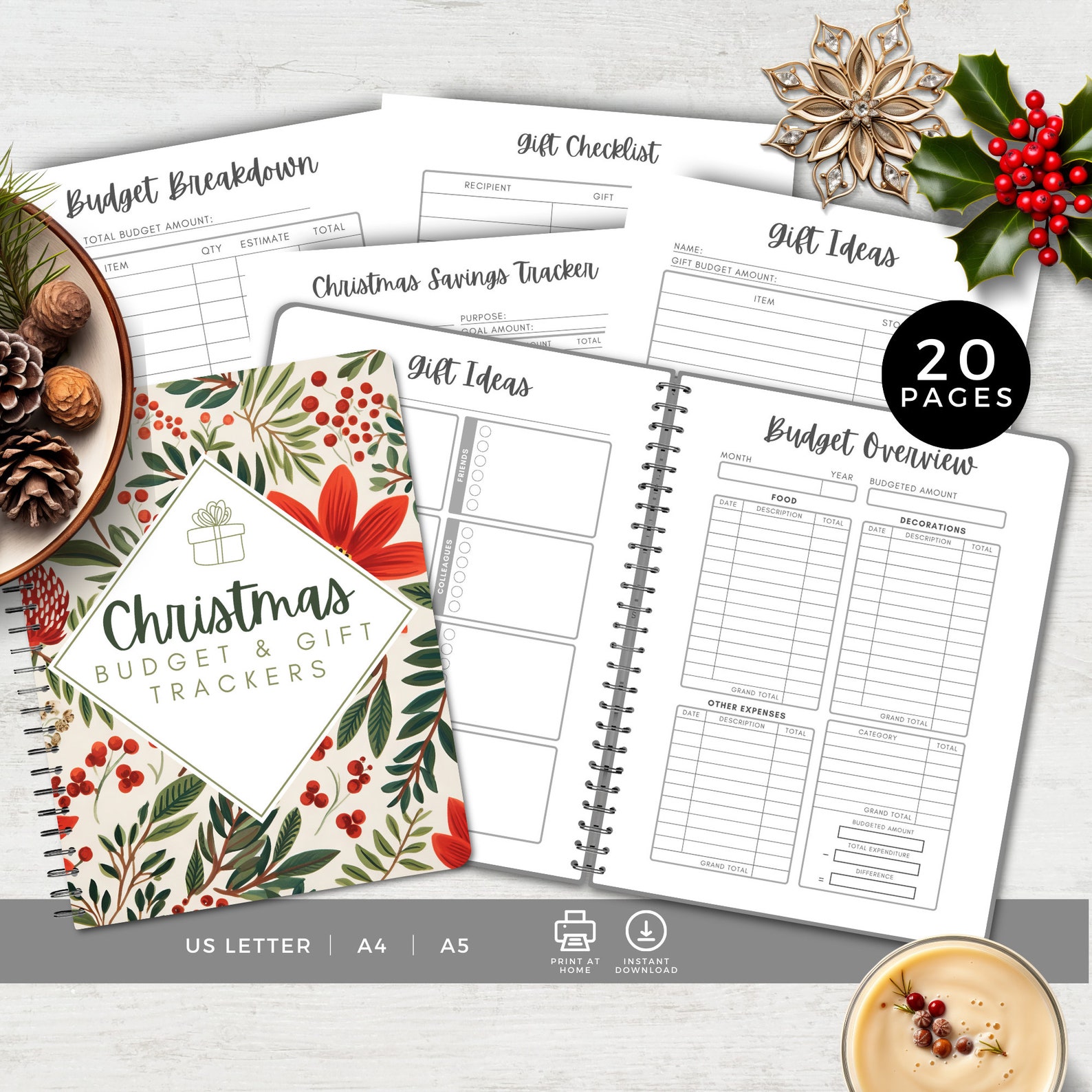 Christmas Gift Budget Template, Printable Expenses and Shopping ...