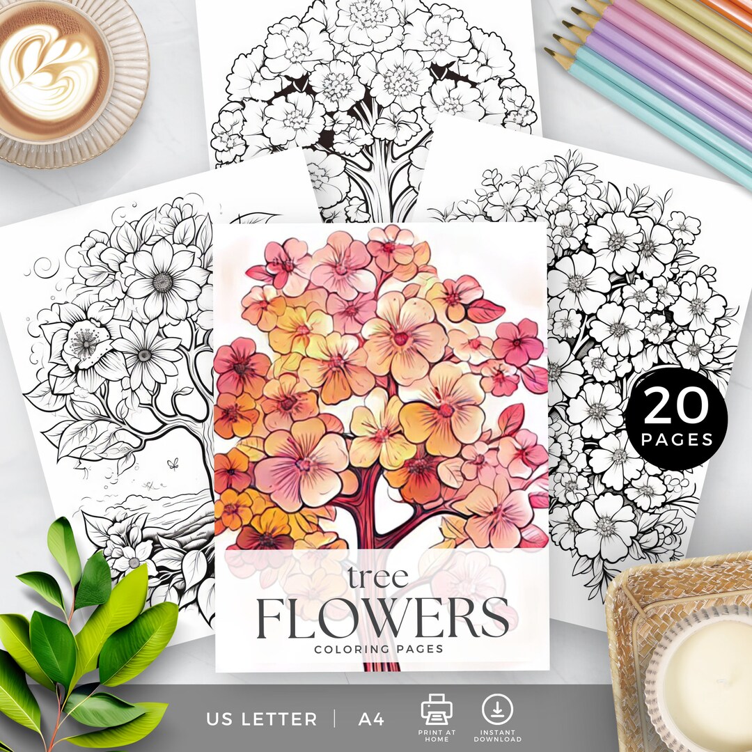 Easy Coloring Pages of Flowers for Mindfulness, Nature Adult Color ...
