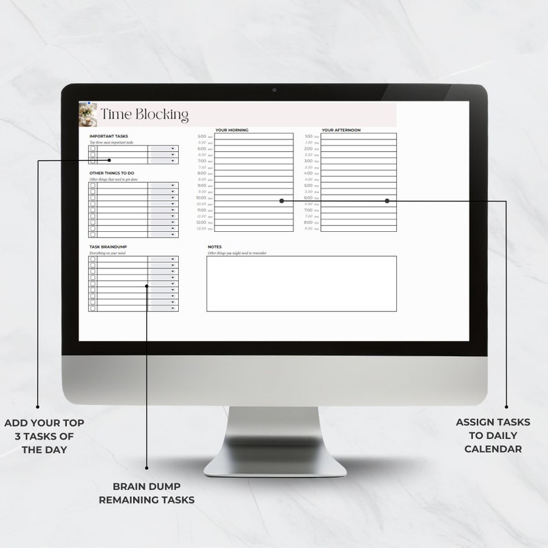 Time Blocking for Google Sheets, Daily Task Action List Tracker, Priority Template, Brain Dump ...