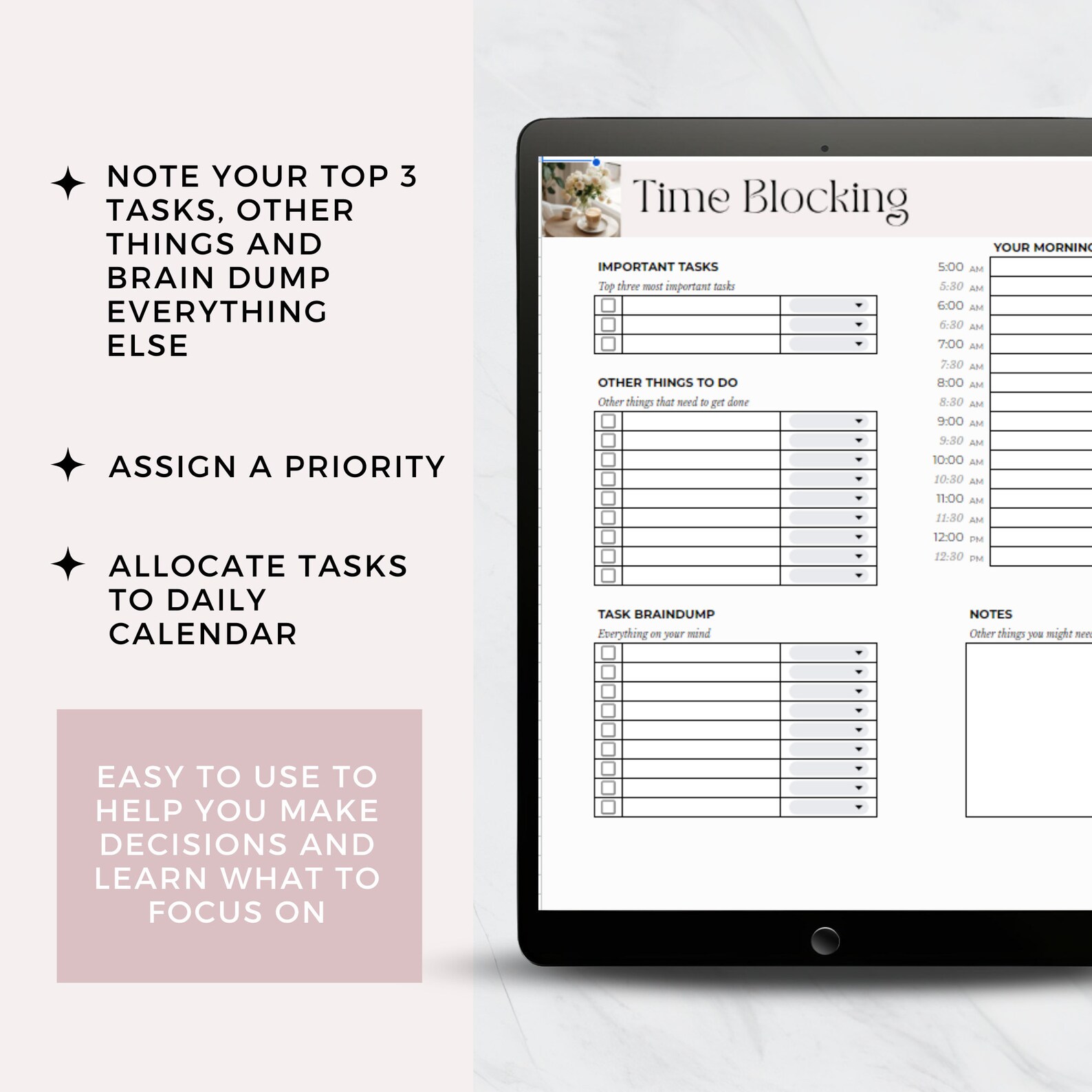 Time Blocking for Google Sheets, Daily Task Action List Tracker ...