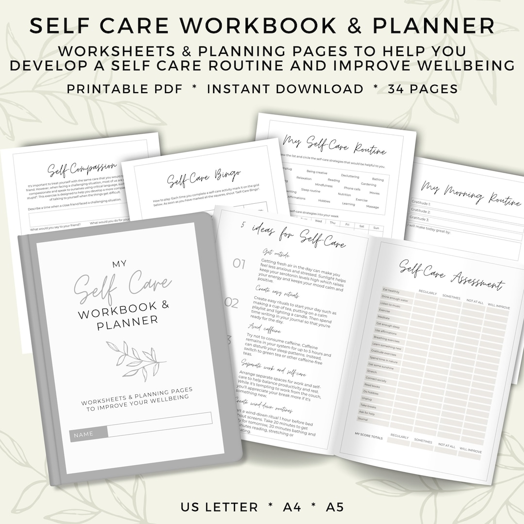 Self Care Worksheet PDF, Self-care Planner With Ideas, Routines ...