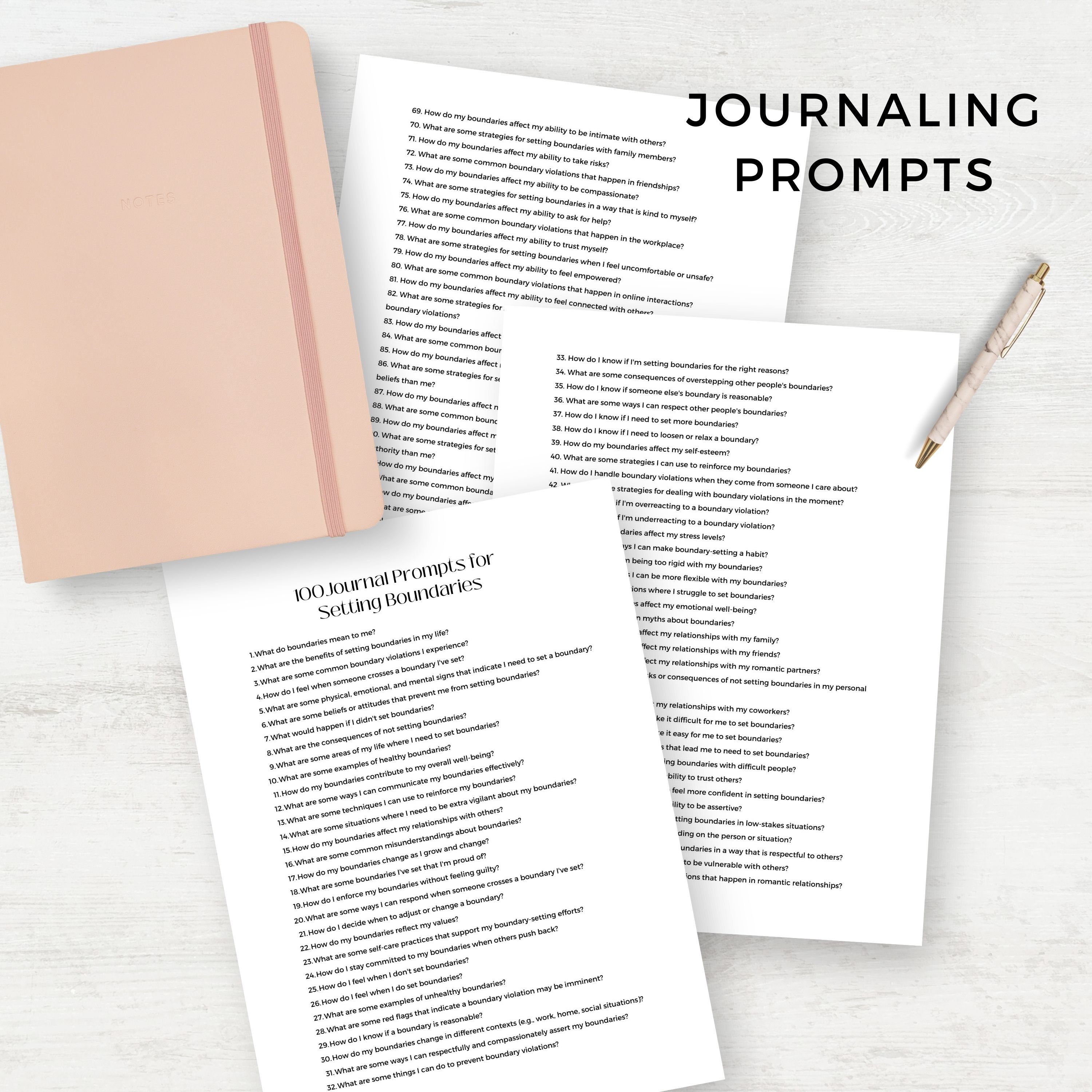 Journal Prompts for Boundaries, Printable, Start to Journal Guide ...