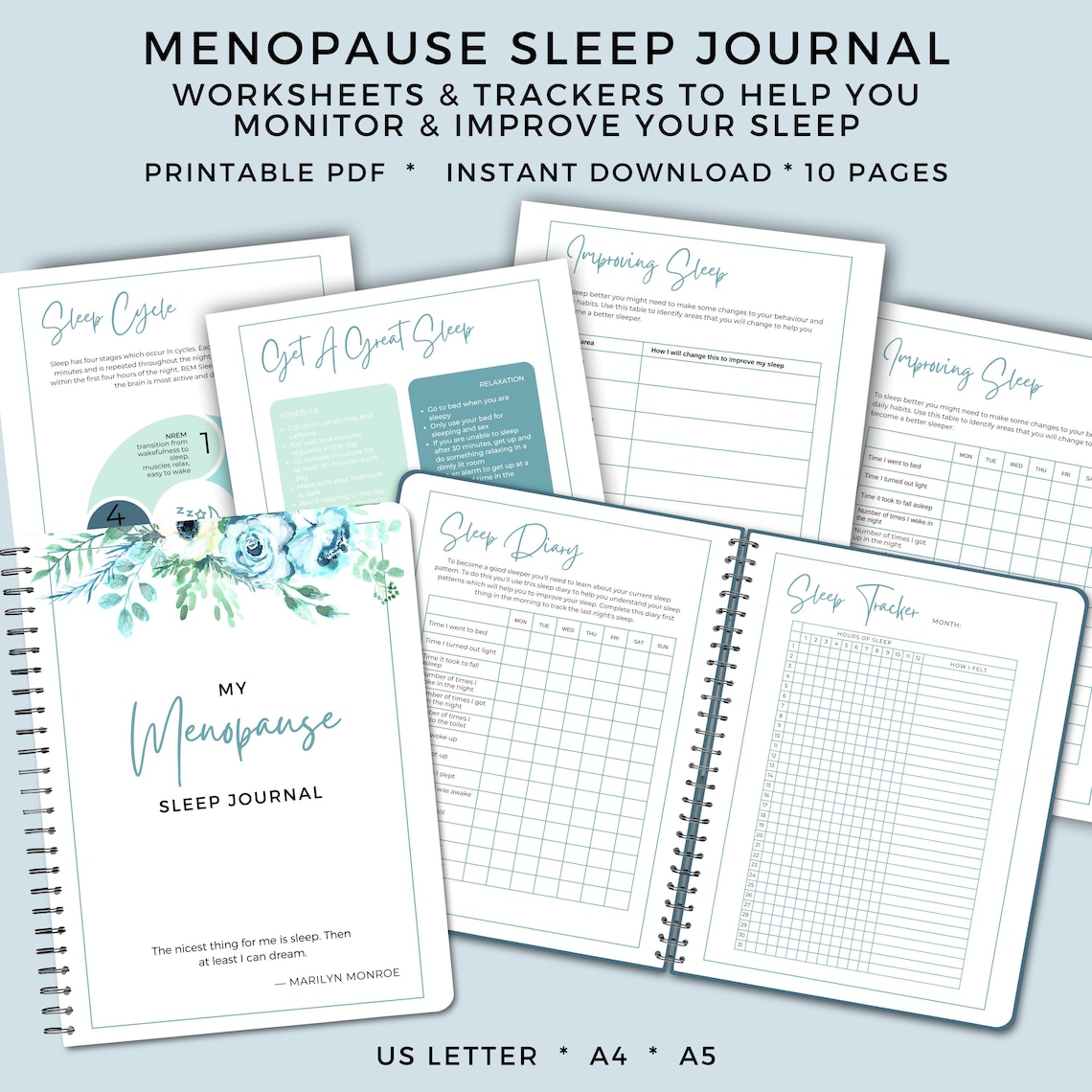 Sleep Tracker Journal for Menopause, Daily & Monthly Diary, Evaluation ...