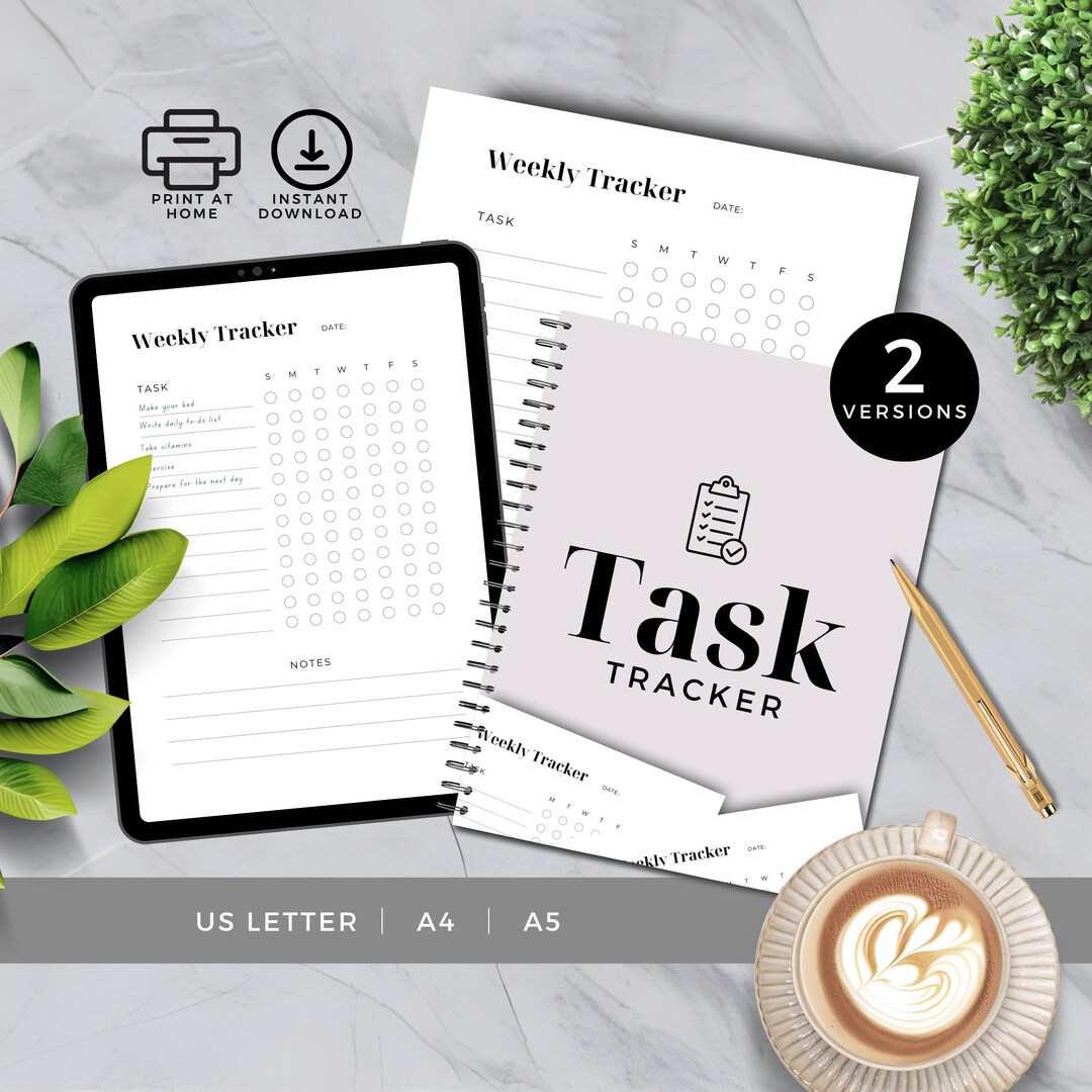 Weekly Task Tracker Template for Journals and Planners, Bujo Daily To ...