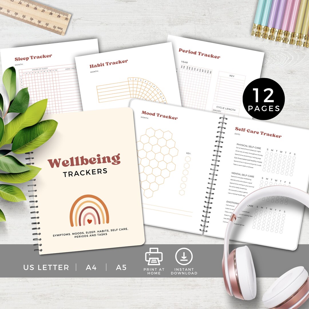 Wellbeing Trackers for Teen Girls, Self Care Checklist, Period, Mood ...