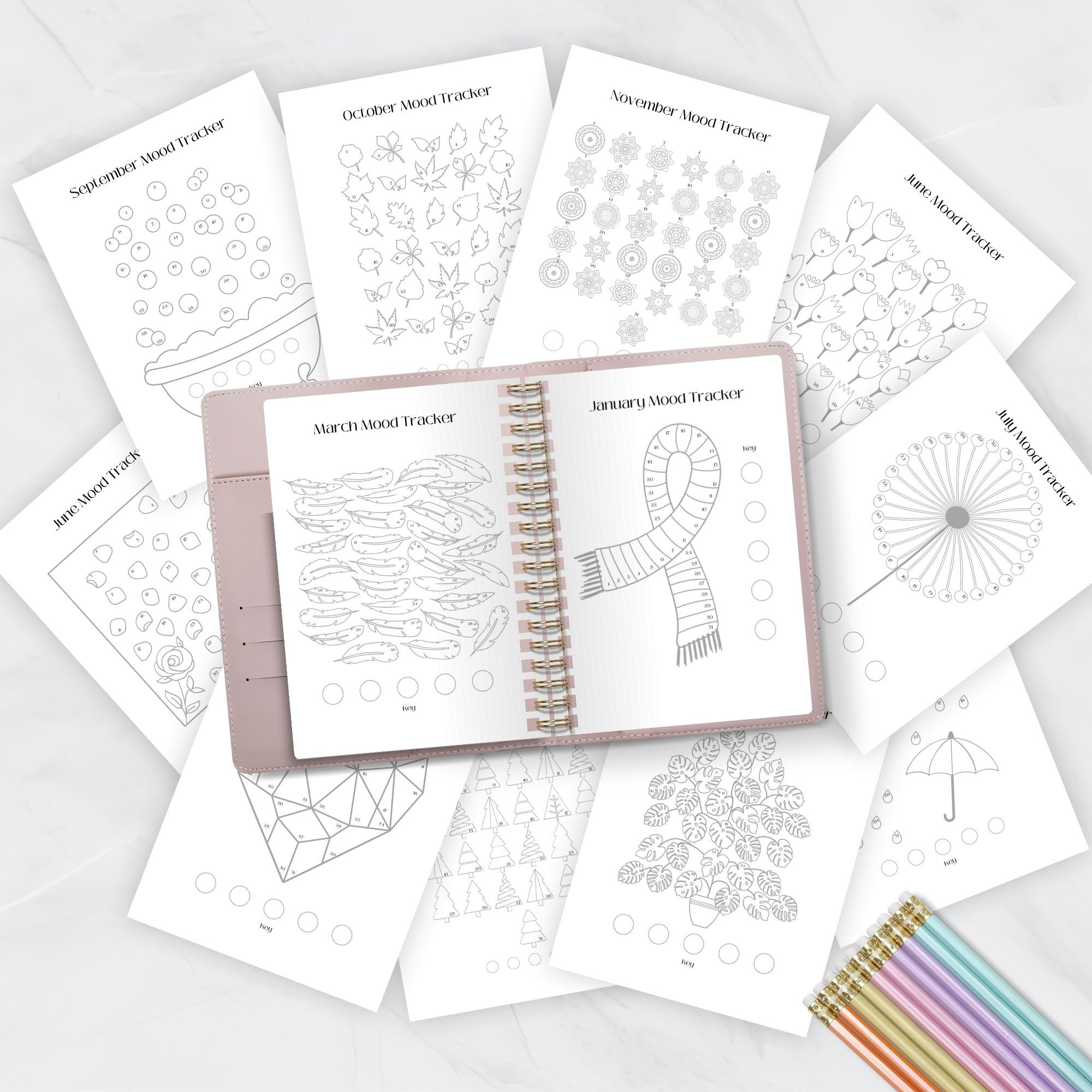 May Mood Tracker Journal, Printable PDF, Coloring Pages, Bujo Planner ...