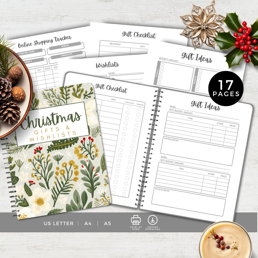 Holiday Shopping List, Printable Christmas Gift Planner, Present ...
