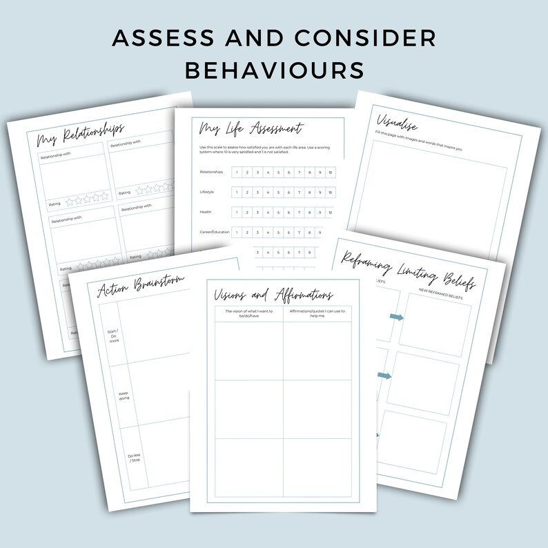 Goal Setting Vision Board Printable, Personal Development Planner ...