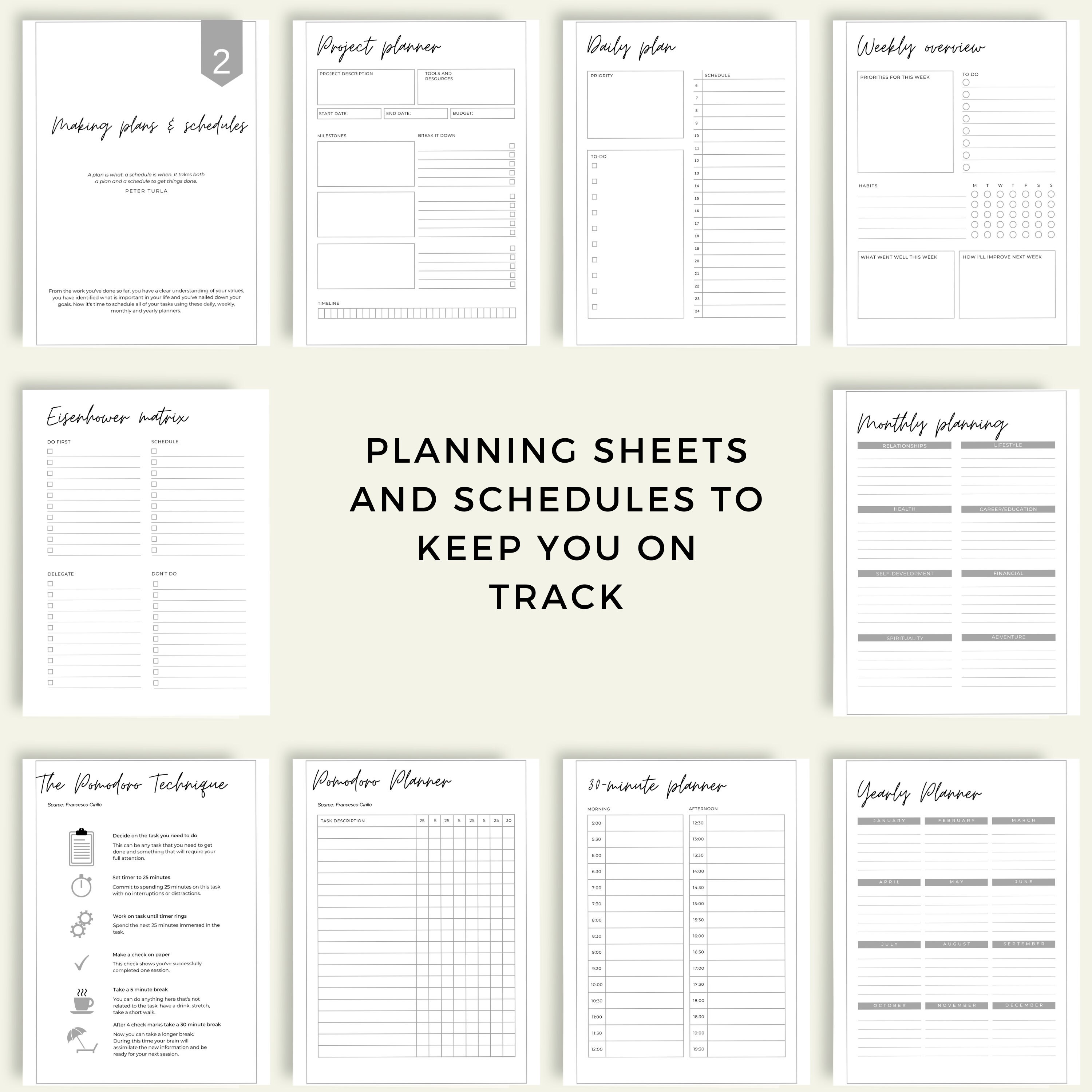 Productivity Planner, Goal Setting Tracker, Time Management Worksheets ...