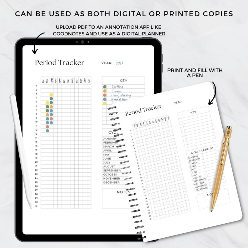 Period Tracker Printable Pdf for Journals and Planners, Menstrual Cycle ...