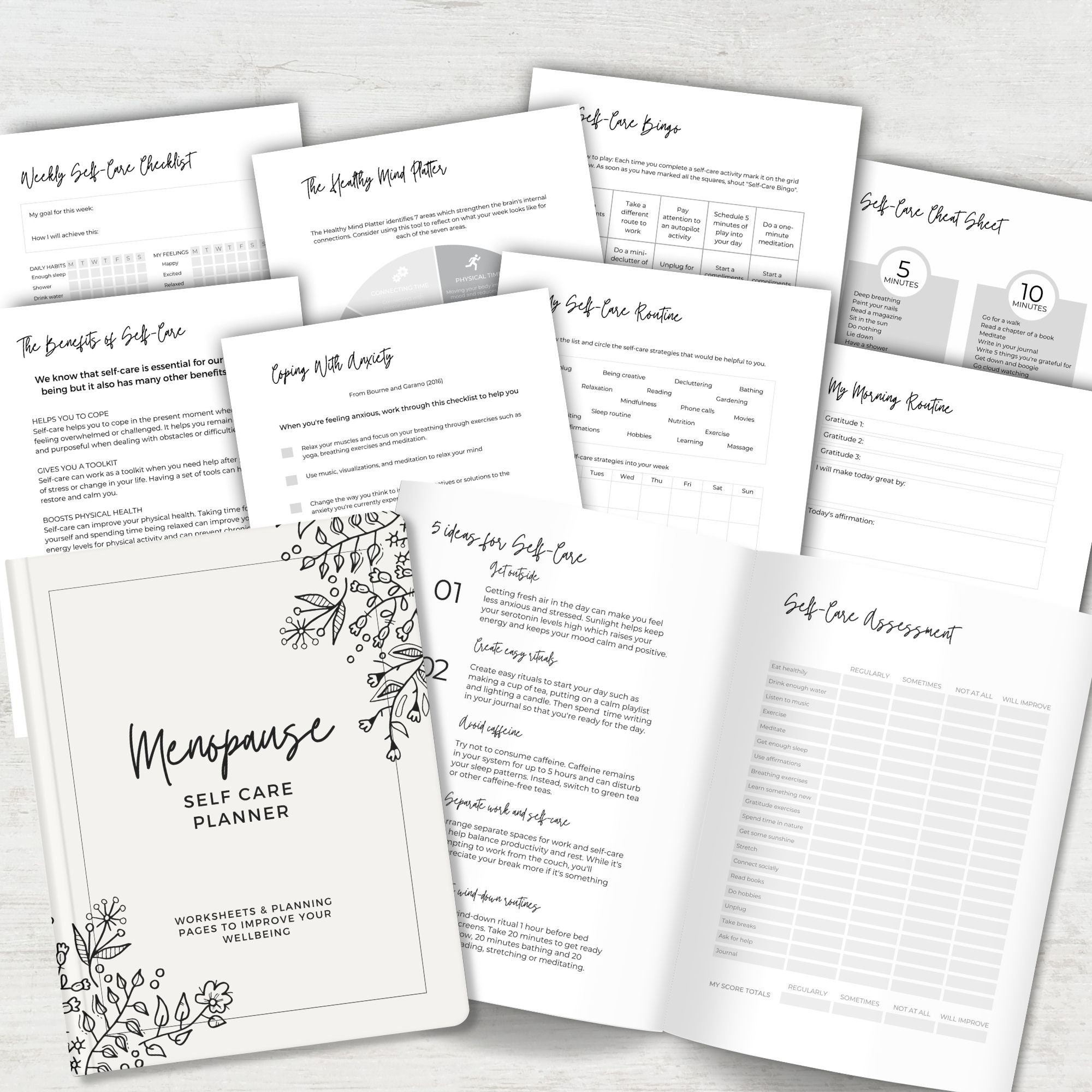 Printable Wellbeing Toolkit, Menopause Self Care Planner, Positive ...