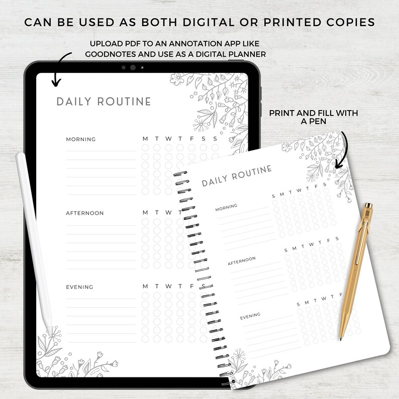 Daily Routine Checklist, Weekly Self Care Planner, Dot Journal ...