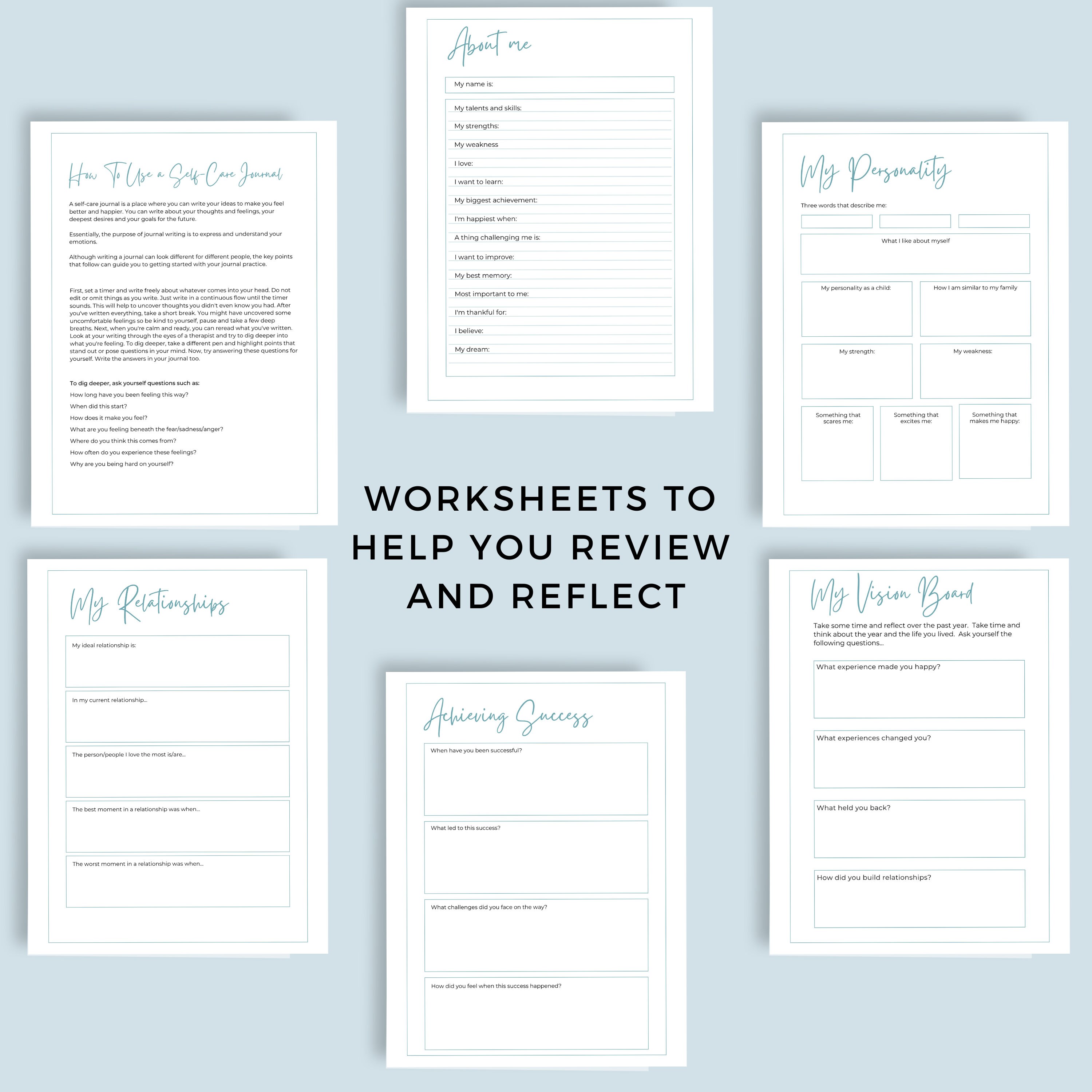 Self Care Journal, Printable, Daily Journaling Prompts, Mental Health ...