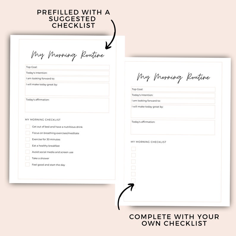 Self Care Daily Routine, Printable PDF, Morning Intention, Evening ...
