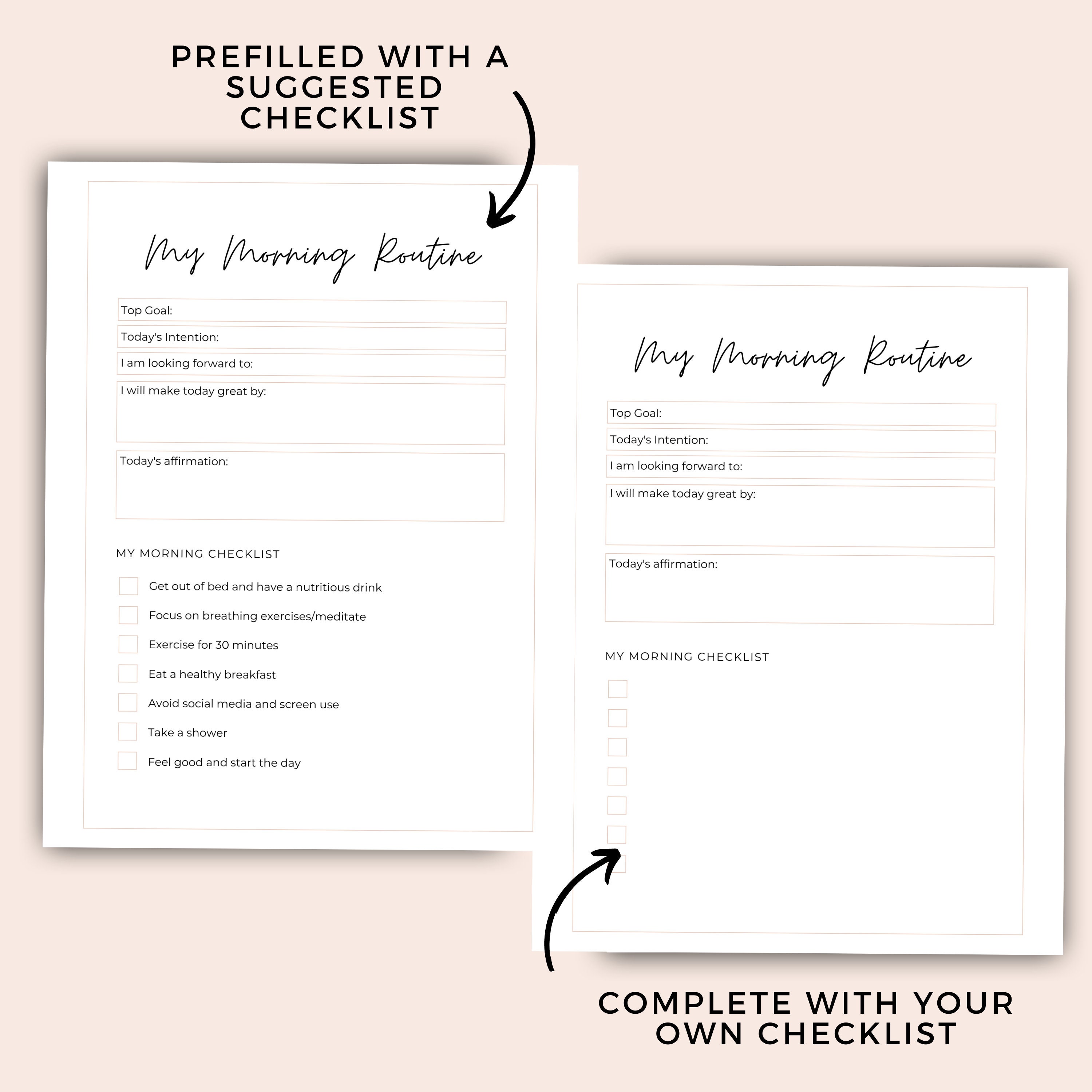 Self Care Daily Routine, Printable PDF, Morning Intention, Evening ...