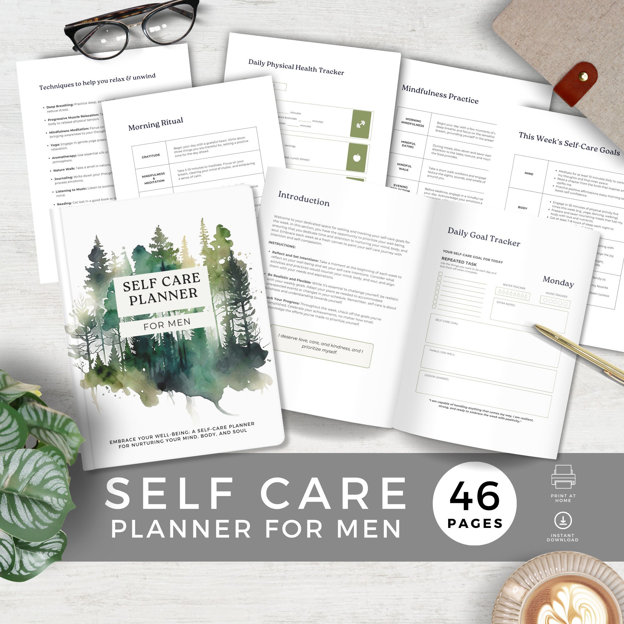 Self Care Printable for Men, Self-care Planner, Routines & Checklists ...
