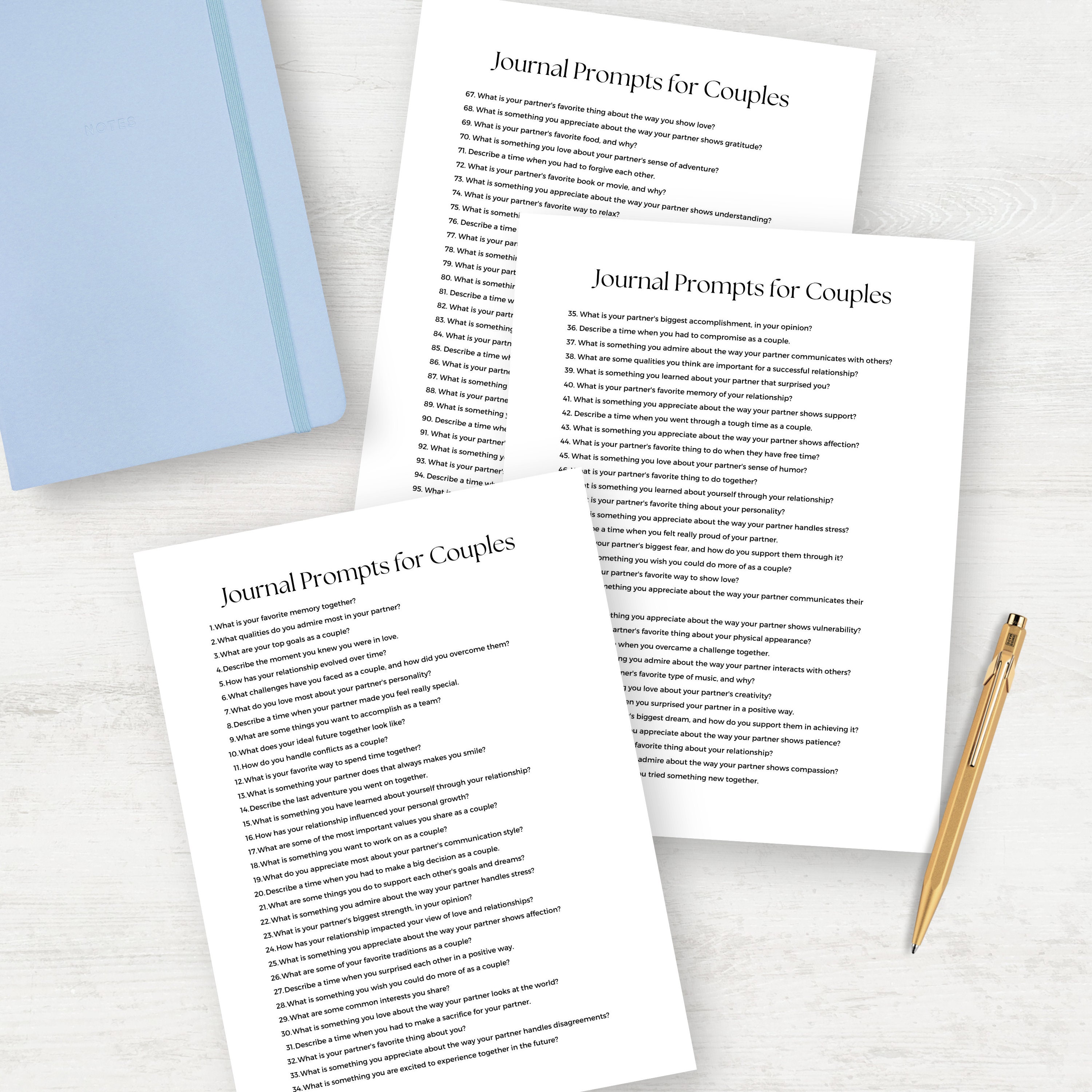 Couples Journal Prompts and Worksheets, Relationship Therapy Journaling ...