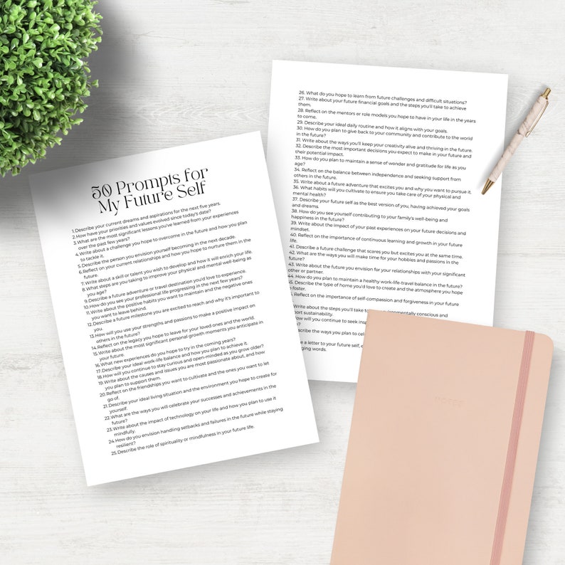 Future Self Journaling Template, Daily Mindful Journal Prompts, Start ...