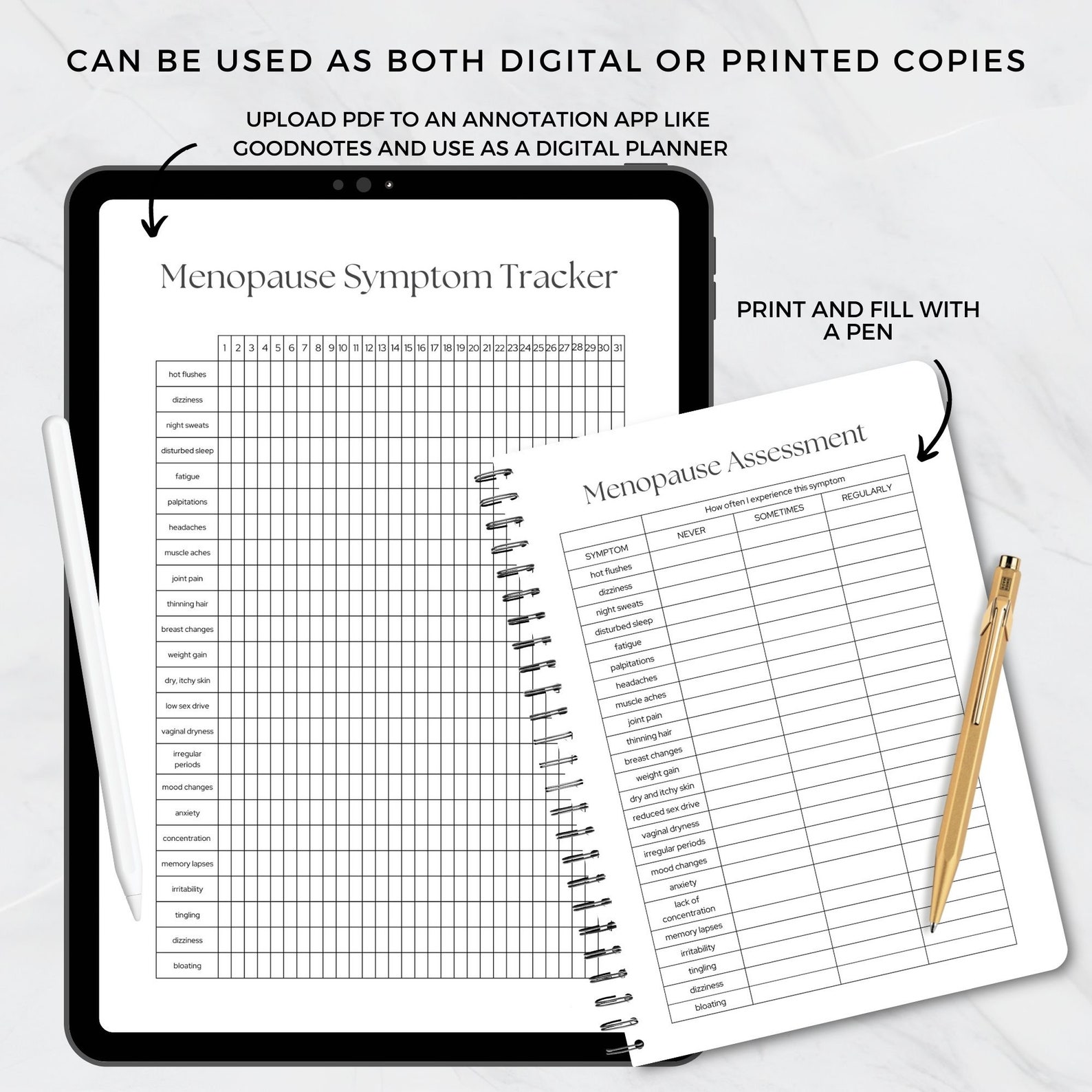 Menopause Symptom Tracker Workbook, Assessment Log, Perimenopause ...