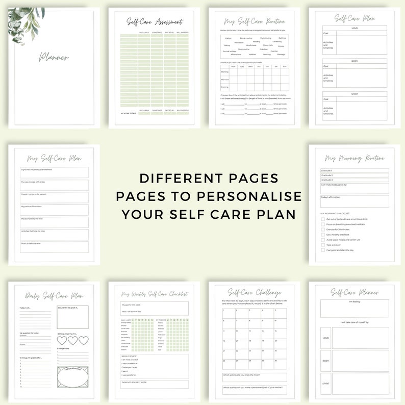 Self Care Printable Worksheet Self-care Workbook Template - Etsy