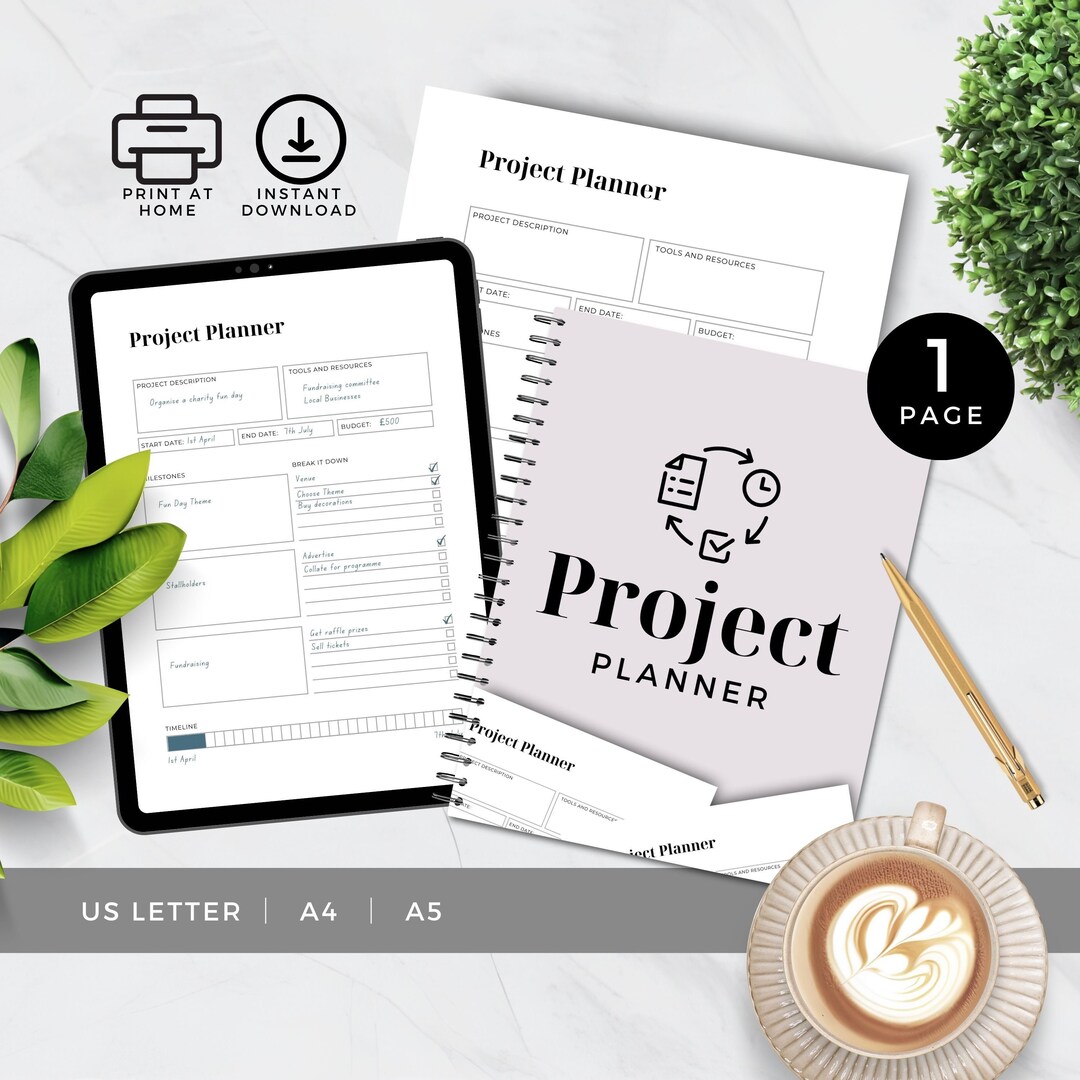 Project Plan Tracker Template Printable Planner Insert Task - Etsy