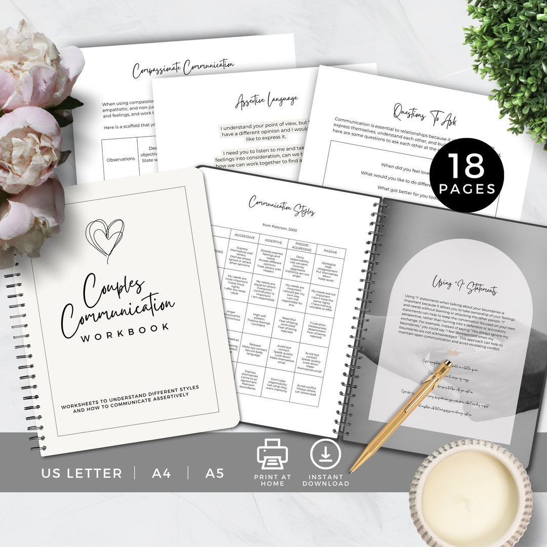 Couples Therapy Worksheets for Communication, Relationship Workbook ...