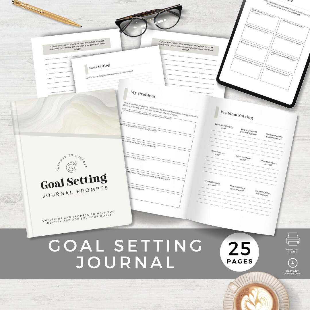 Journal Prompts for Goal Setting Worksheets, Problem Solving Workbook ...