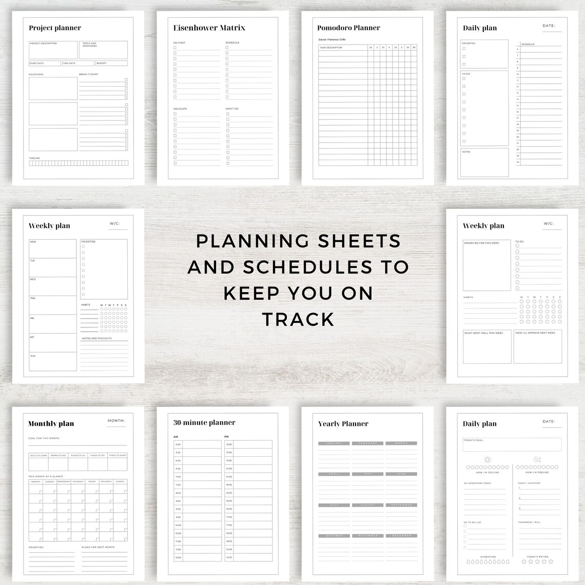Productivity Planner PDF, Printable, Daily, Weekly, Monthly, Yearly ...