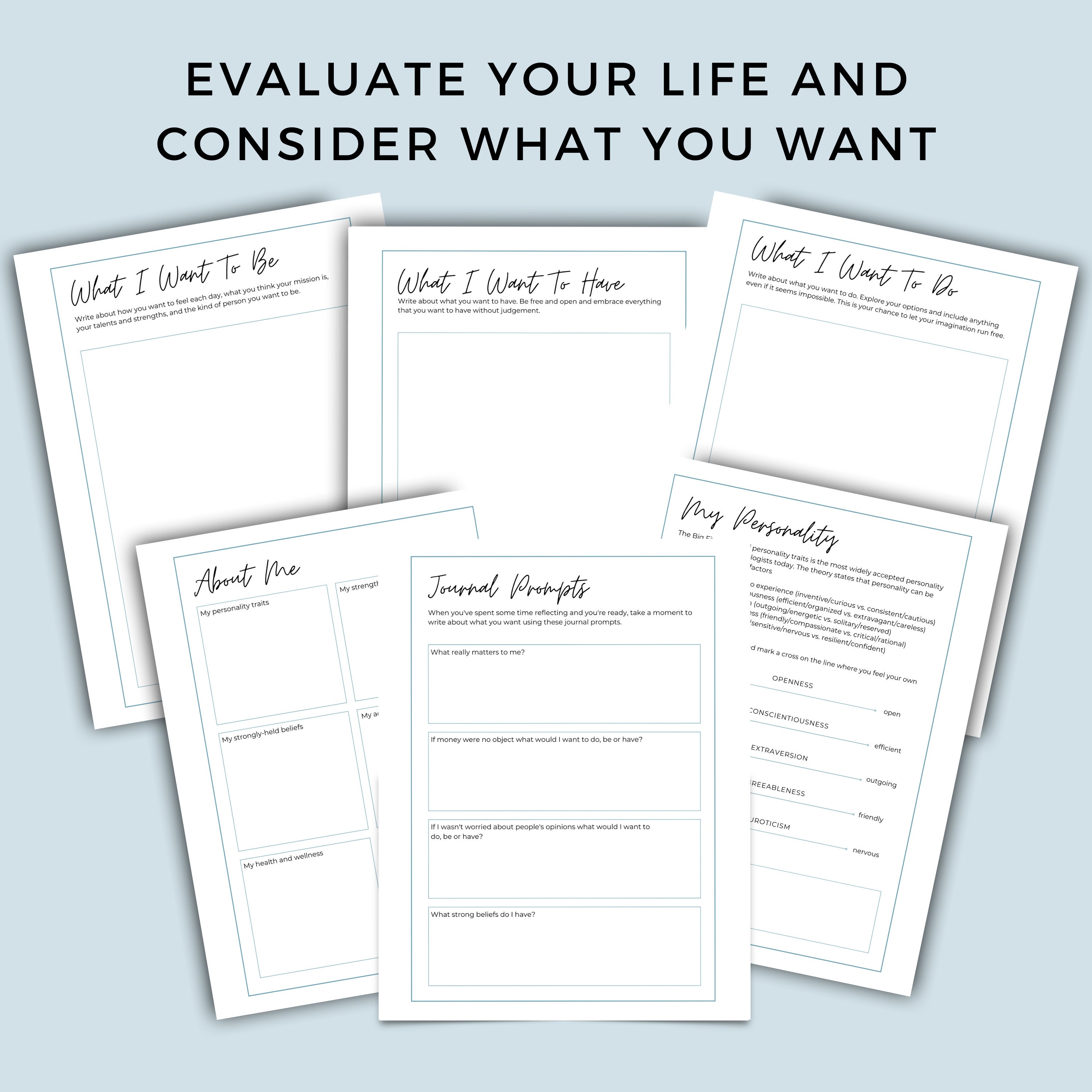 Goal Setting Vision Board Printable, Personal Development Planner ...