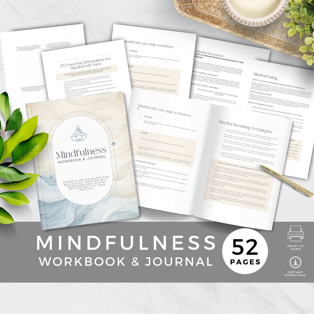 Mindfulness Workbook and Journal With Prompts, Mindful Eating, Self ...