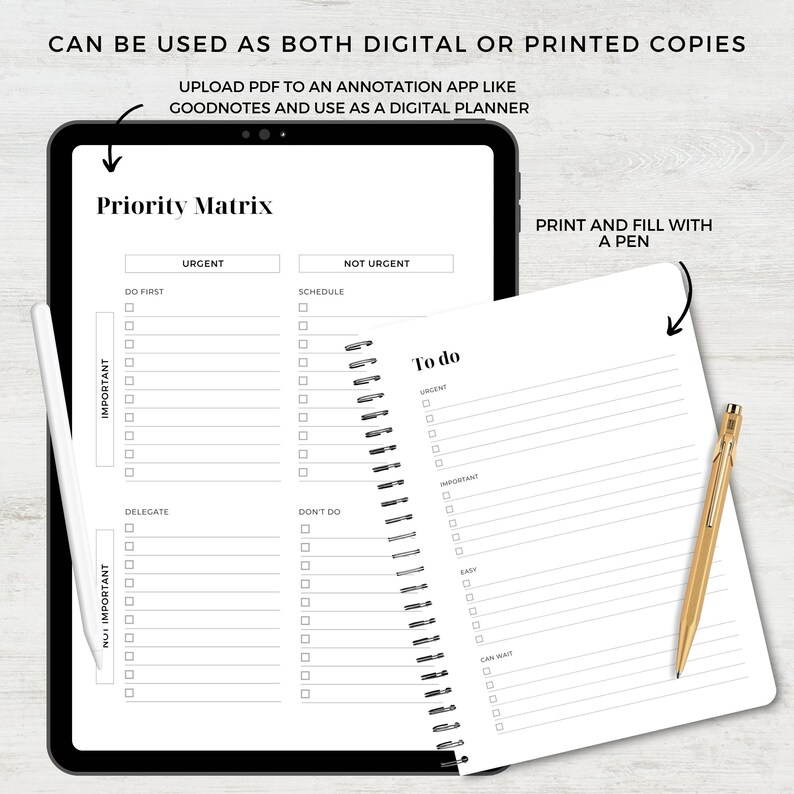 To Do List With Priority Template, Eisenhower Plan, Productivity ...