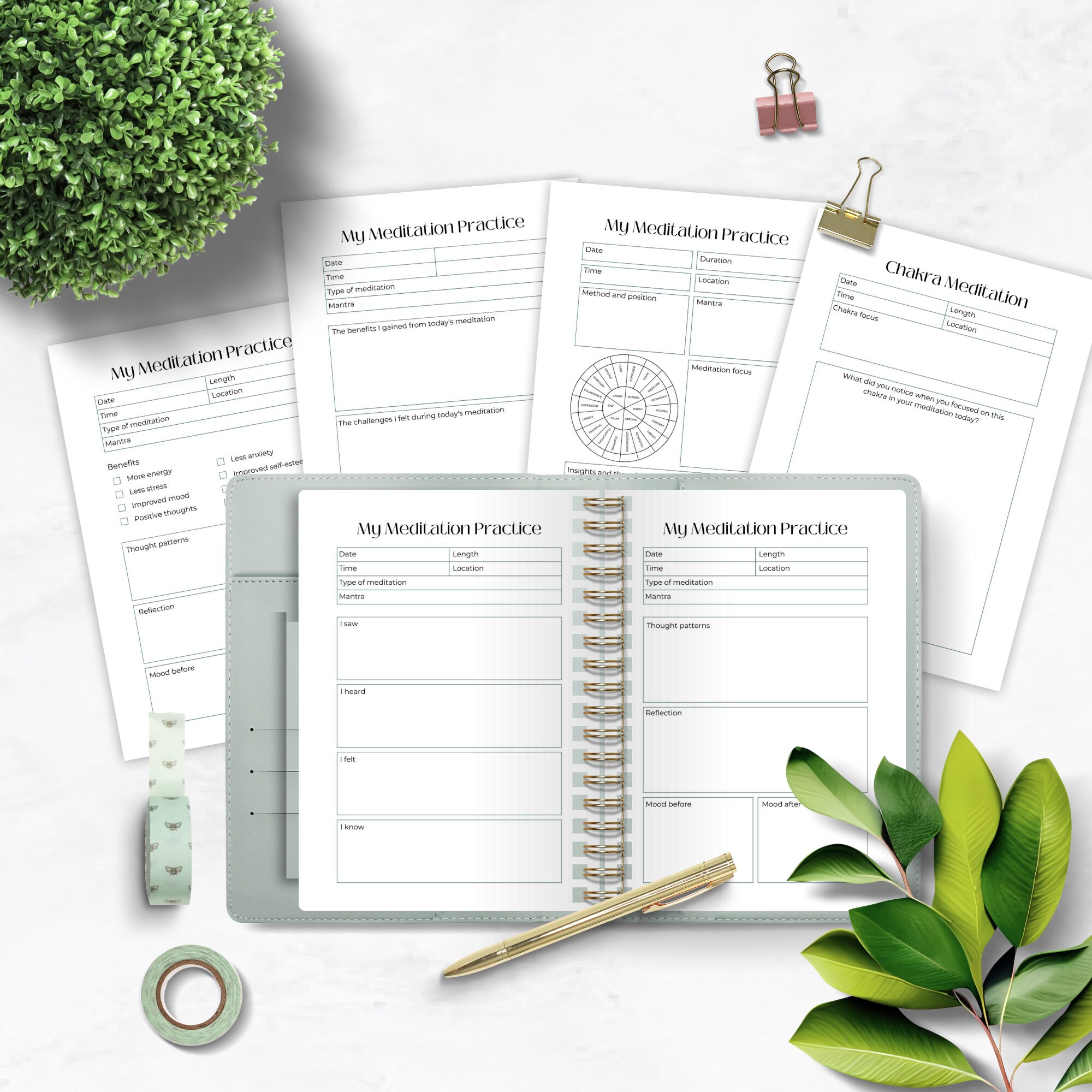 Meditation Worksheet, Daily Practice Workbook, Mindfulness Journal ...