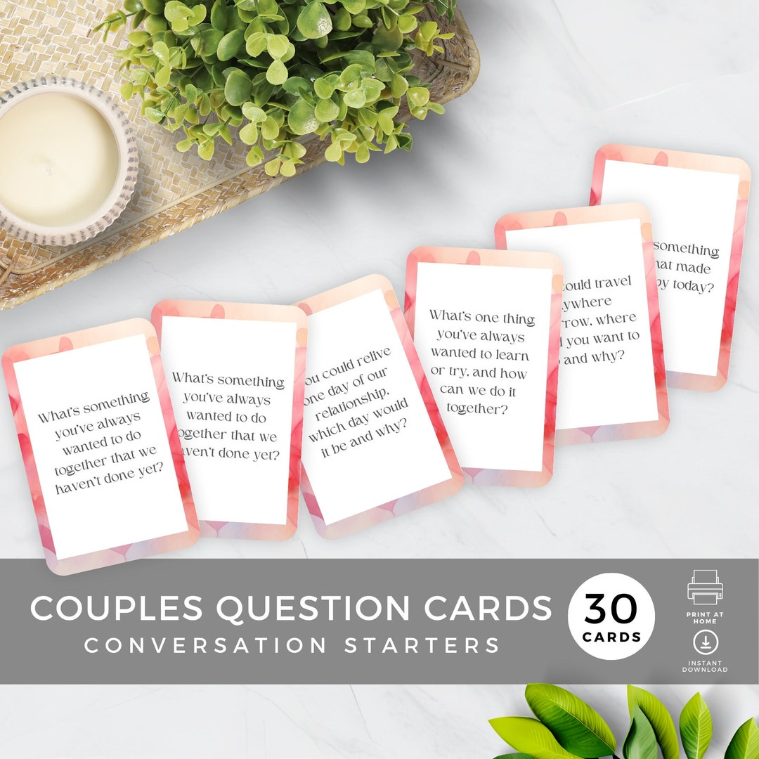 Date Night Conversation Cards for Couples, Question Prompt Starters ...