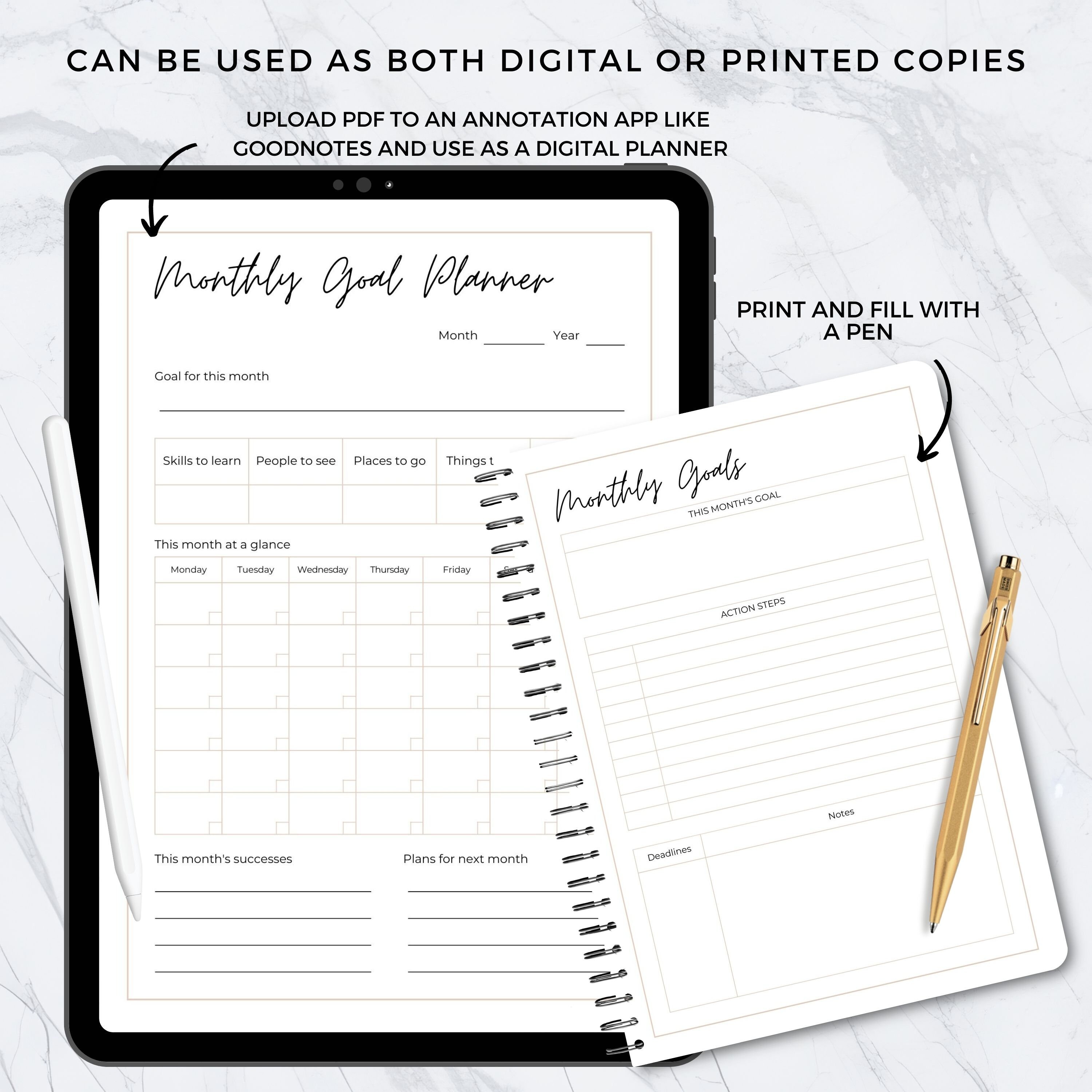 Goal Setting Planner Printable, Personal Journal, SMART Goals Tracker ...