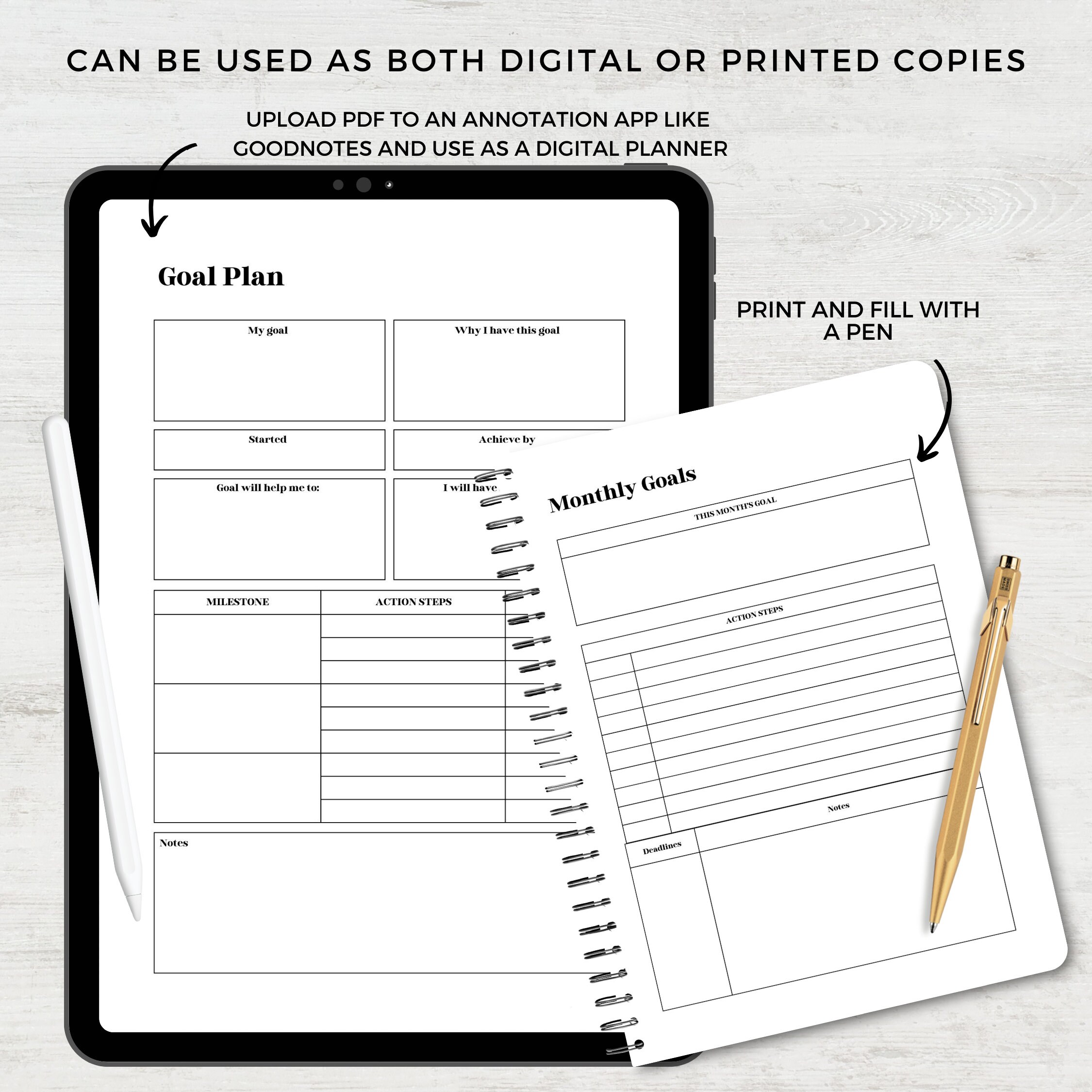 Student Goal Setting Template, SMART Tracker, Teens Productivity ...