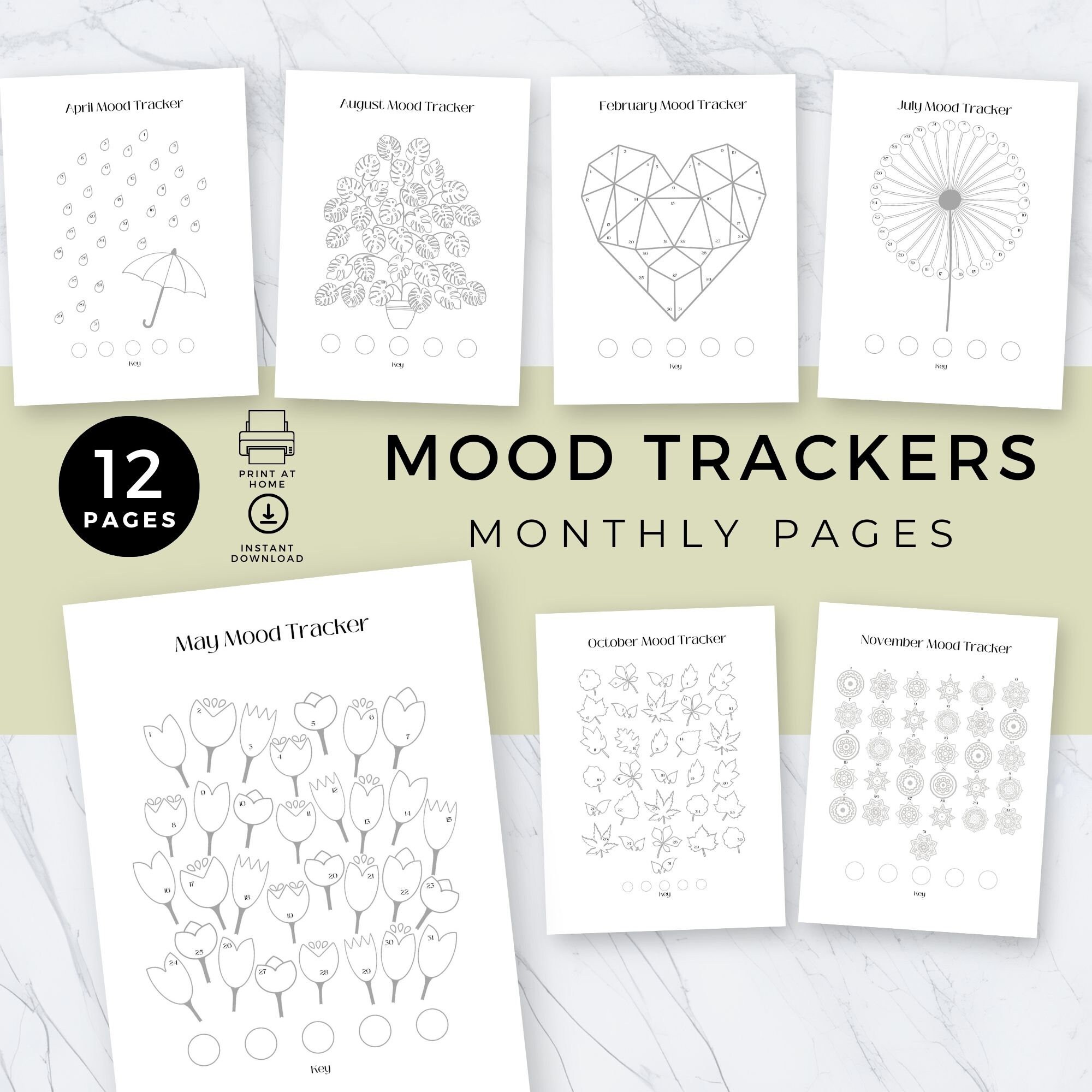 May Mood Tracker Journal, Printable PDF, Coloring Pages, Bujo Planner ...