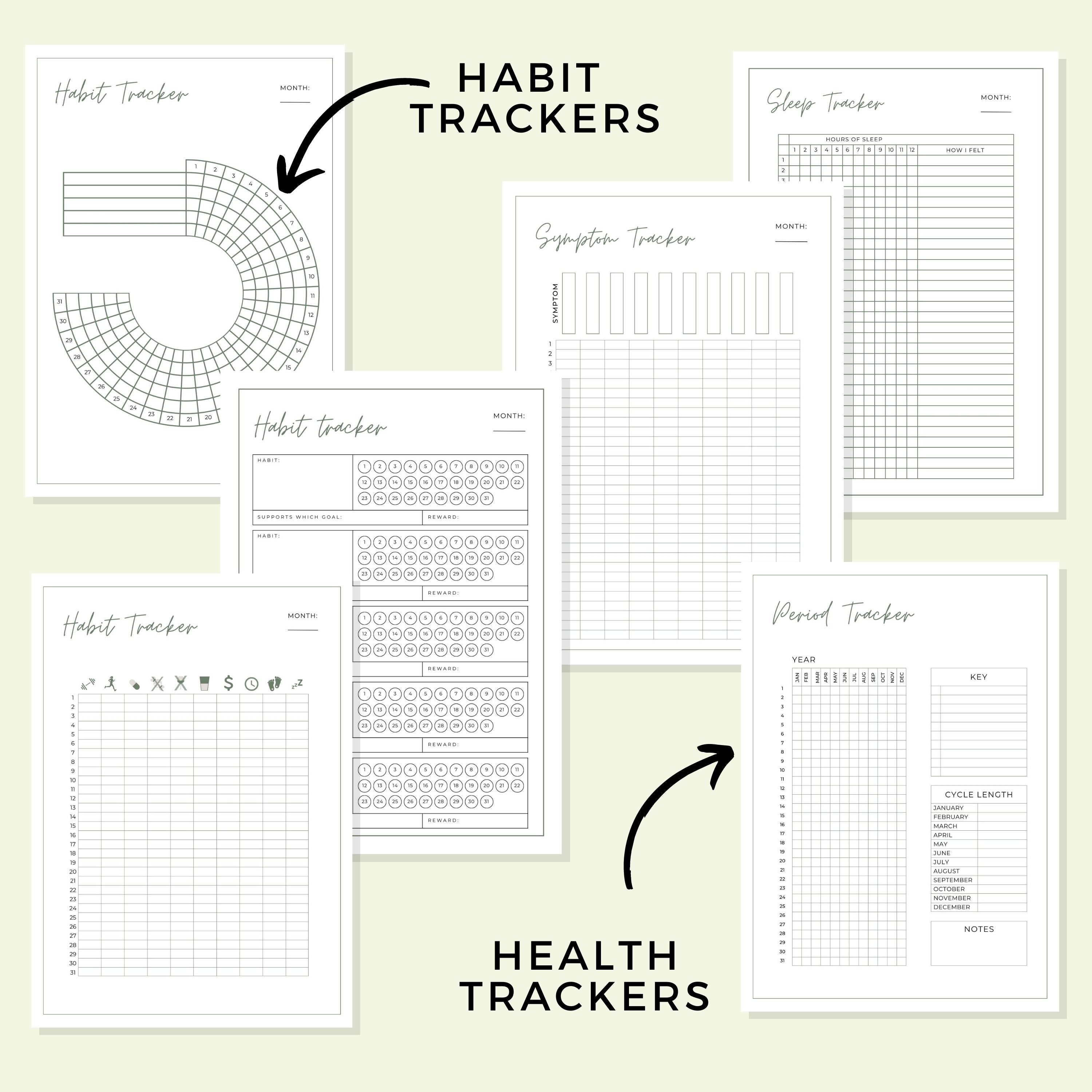 Self Care Printable Trackers, Monthly Mood, Sleep Log, Habit Tracking ...