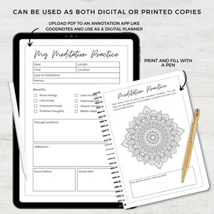 Meditation Journal, Printable & Digital, Daily Practice Workbook ...