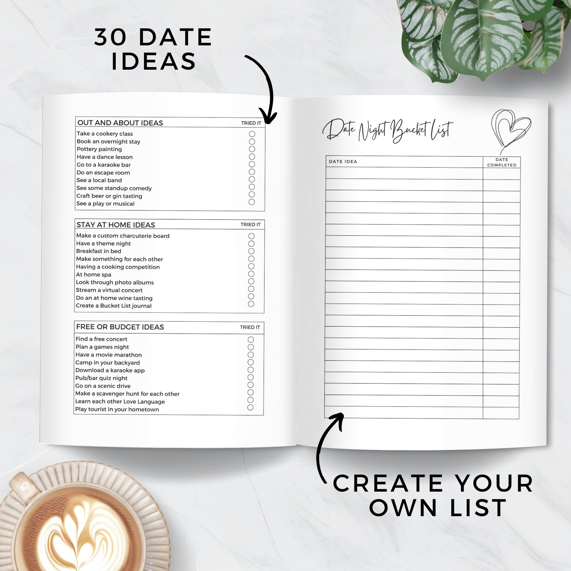 Date Night Journal, Printable, Couples Memory Keeping, Valentines ...