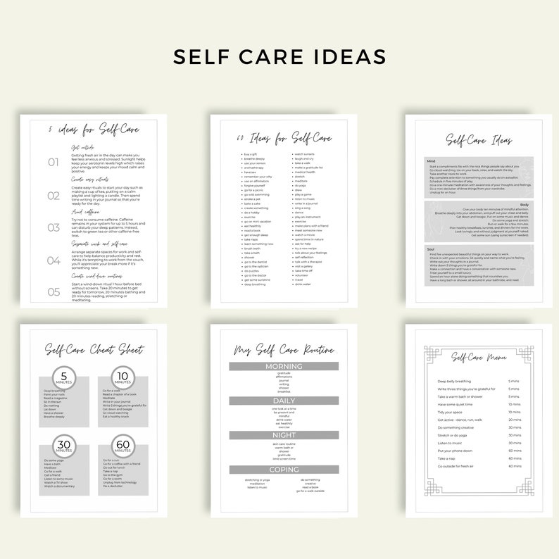 Self Care Worksheet PDF, Self-care Planner With Ideas, Routines ...